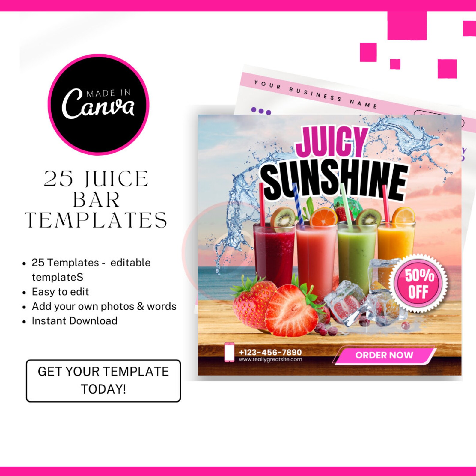 Juice Bar / Juice Bar Templates / Juice Bar Menus / Bar Menu / Canva ...
