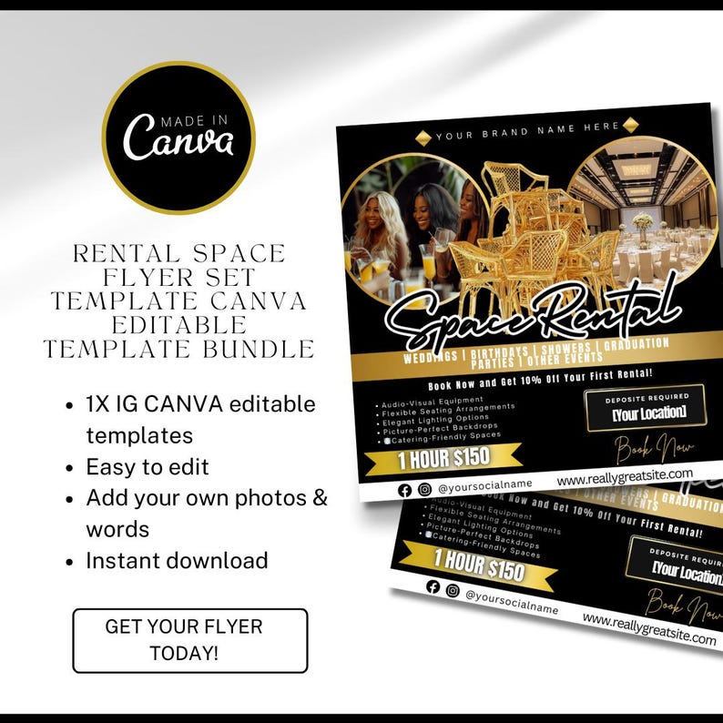 Event Space Rentals Flyer Template / Event Hosting / Digital Flyer ...