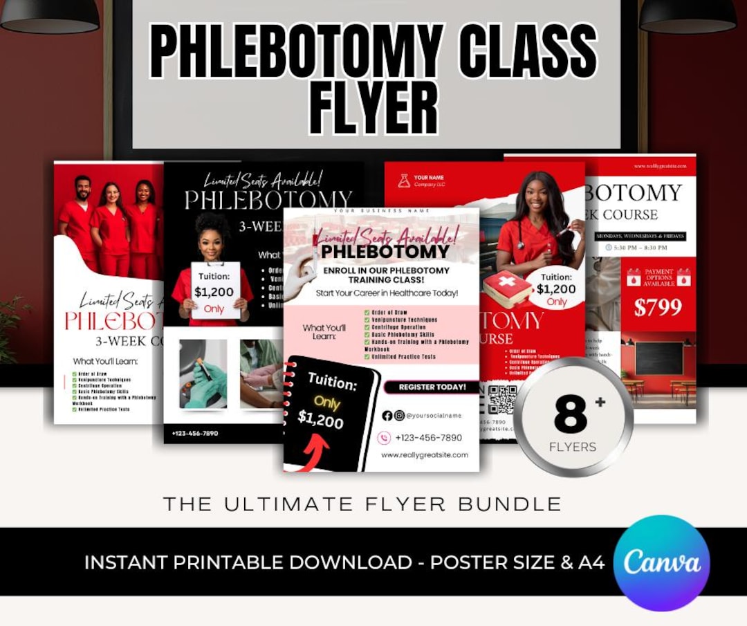 Phlebotomy Class Flyer / DIY Medical Service Flyer/ Healthcare Course ...