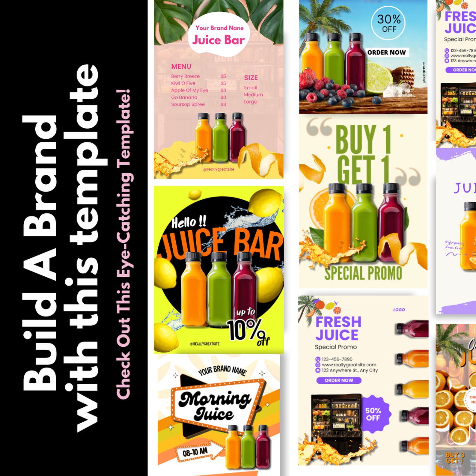 Juice Bar / Juice Bar Flyer Canva Template / Juice Bar Menus / Bar Menu ...