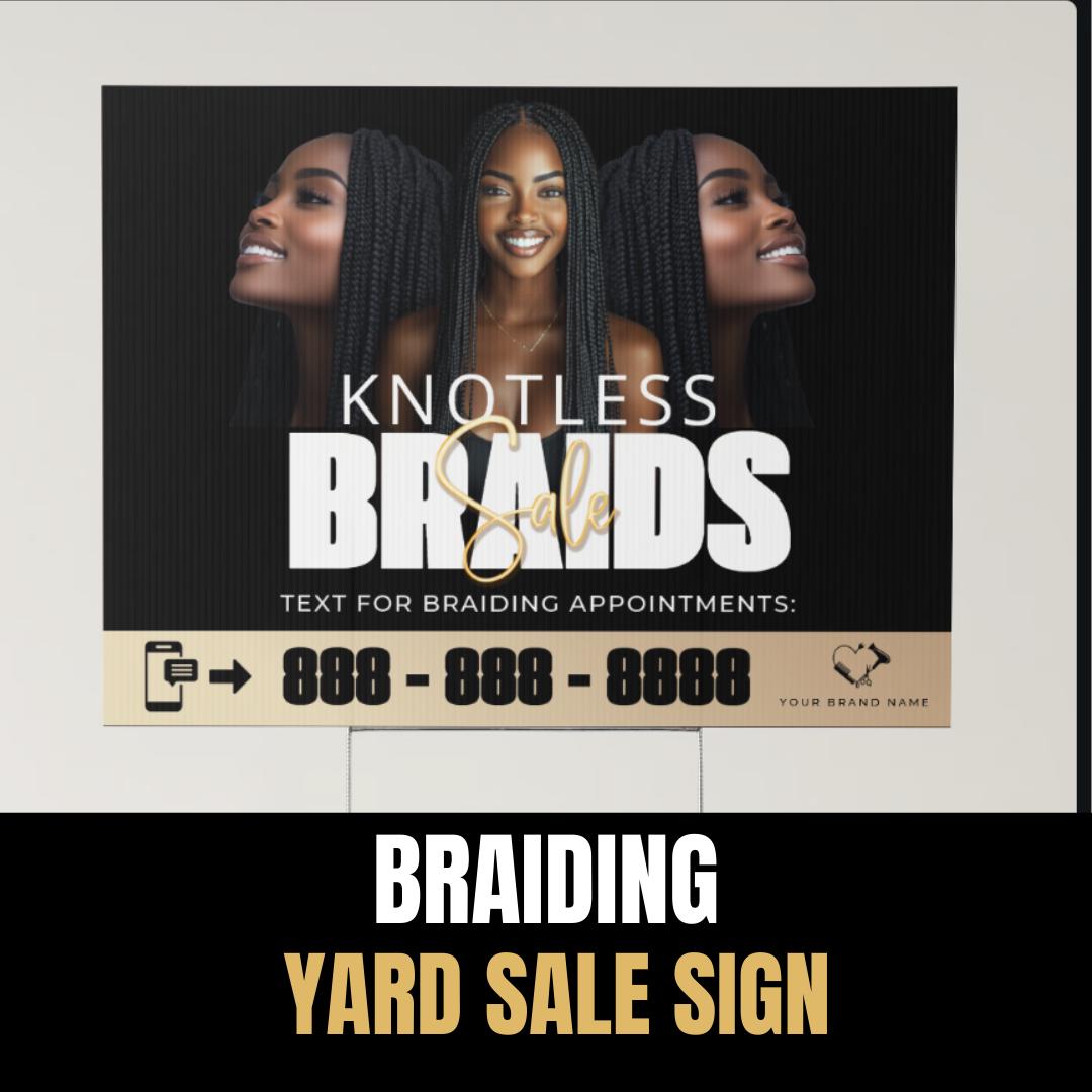 Braiding Sale Yard Sign Canva Template / DIY Hair Yard Sign / Beauty ...