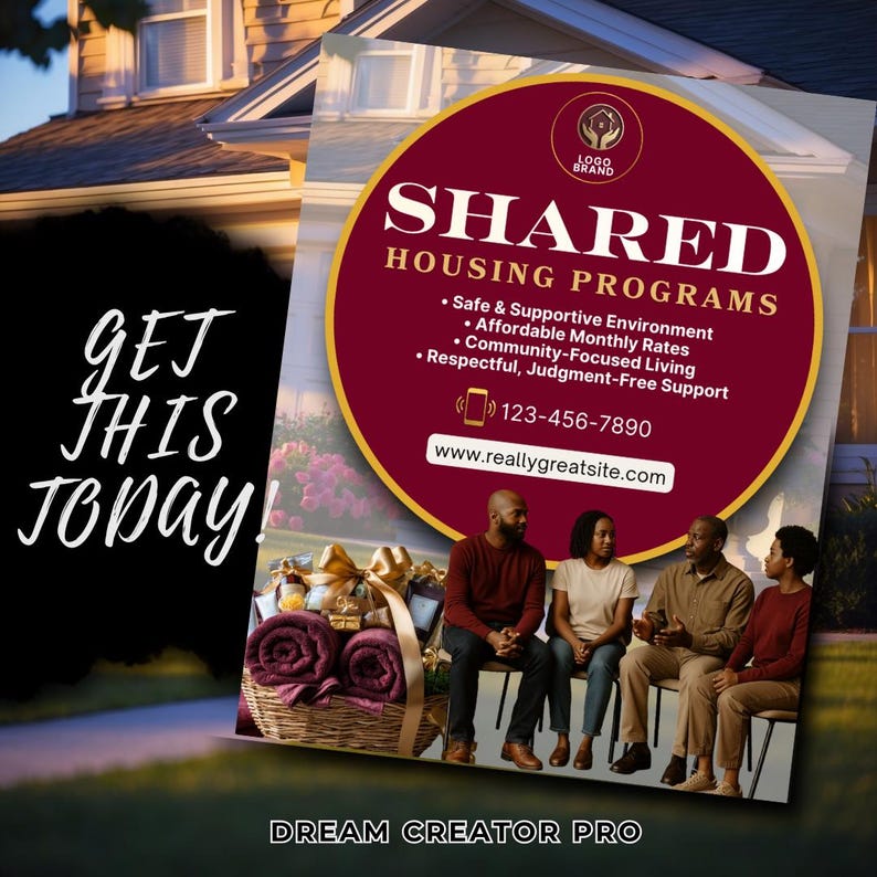 Shared Housing Flyer Template | Affordable Living Canva Flyer ...