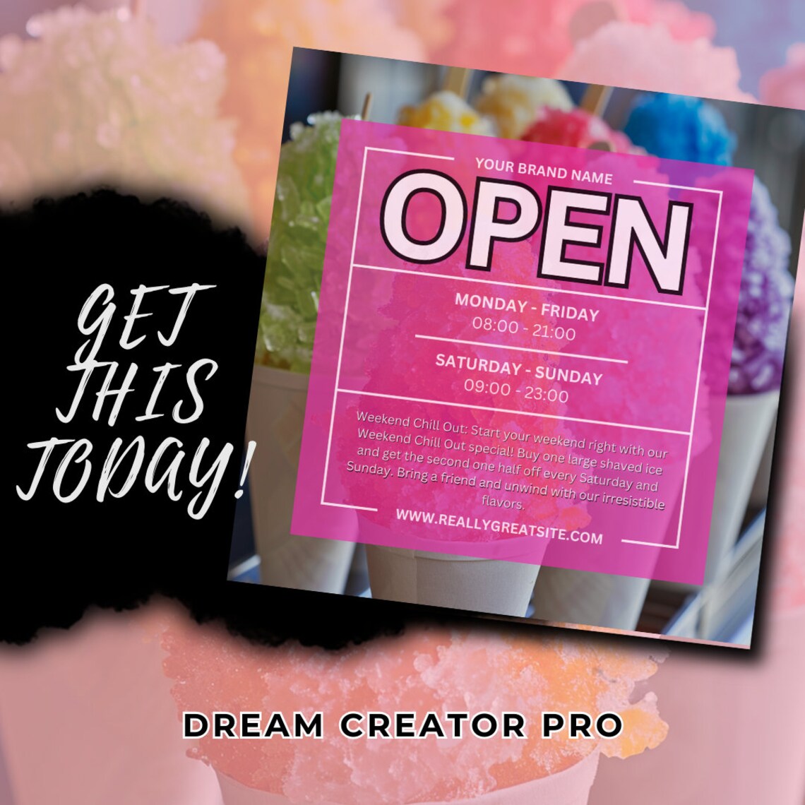 Shaved Ice Menu Template / Snow Cone Menu Template / Food Menu / Canva ...