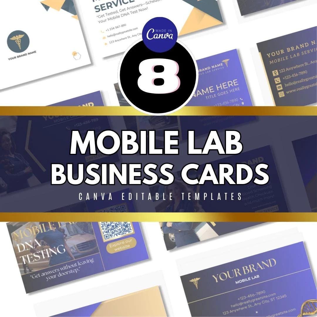 Mobile Lab Business Cards Template / DIY Medical Service Flyer/ DNA ...