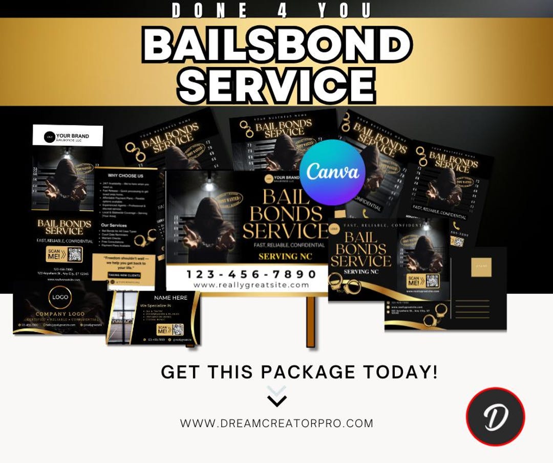 Bail Bonds Marketing Bundle | Editable Canva Templates | Flyer, Rack ...