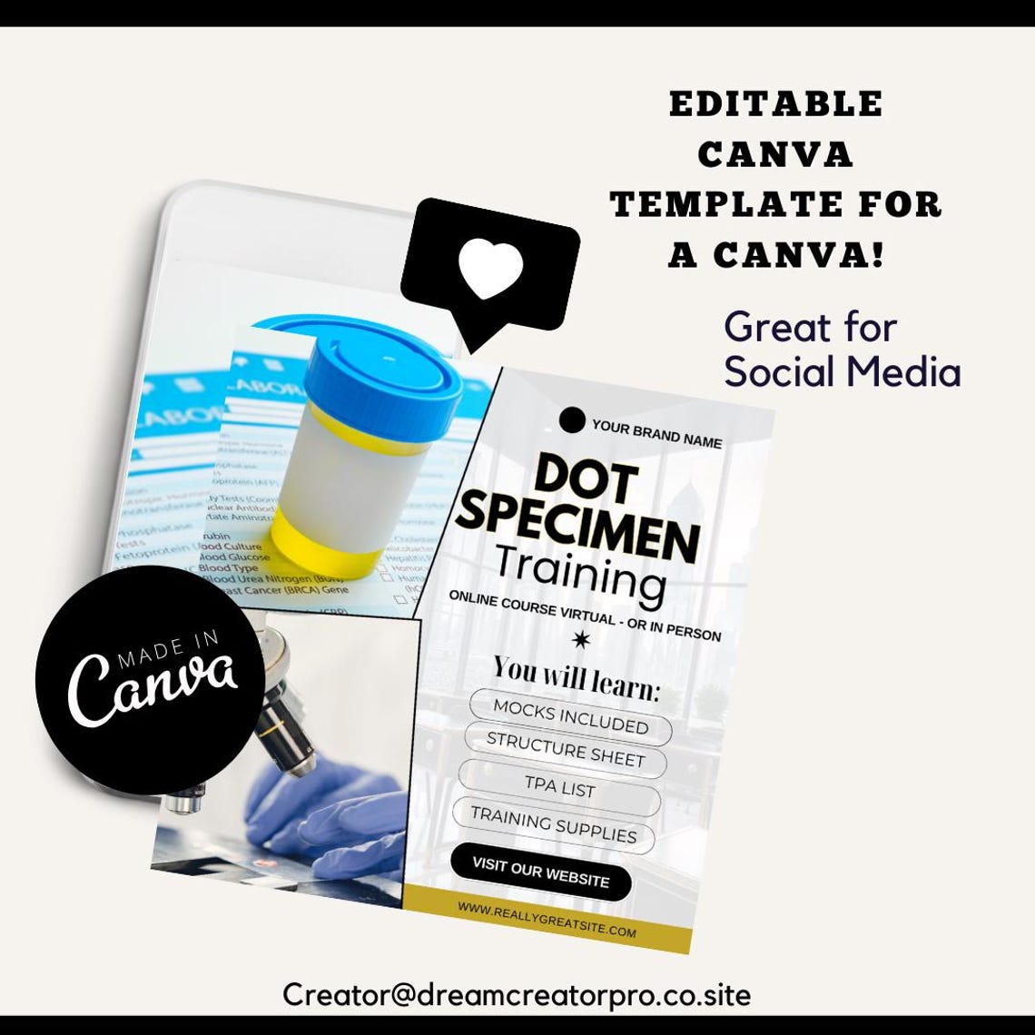 DOT Specimen Course Canva Flyer Template / DIY Medical DNA Lab Service ...
