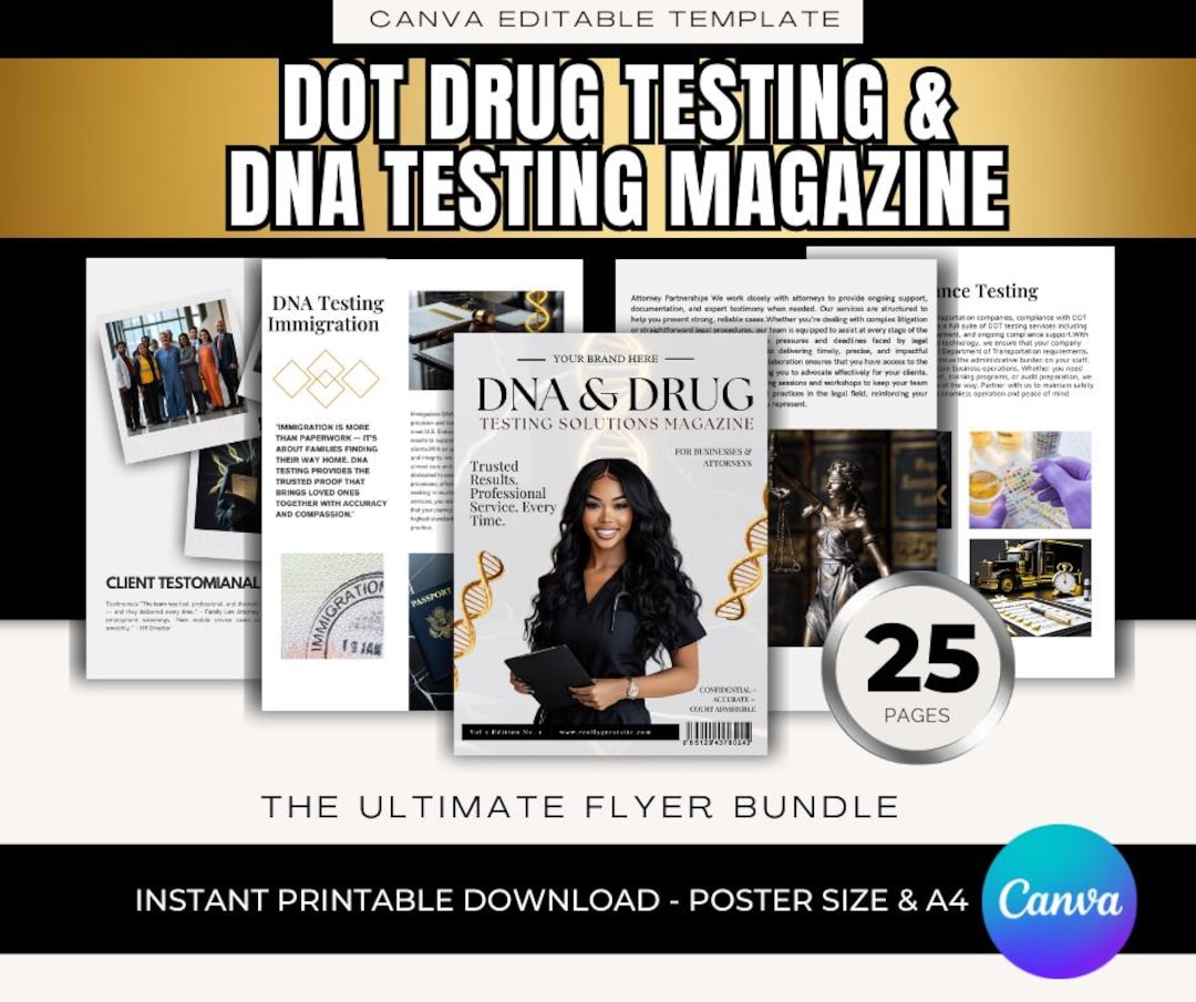 DOT Drug Testing Magazine Canva Template | 25-page Editable Compliance ...