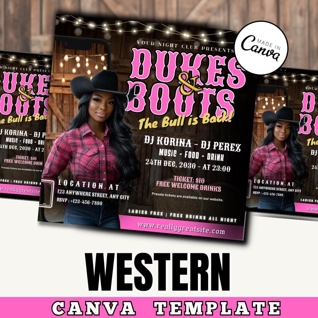 Western Night Party Flyer Template, Party Flyer, Club Flyer, Canva ...