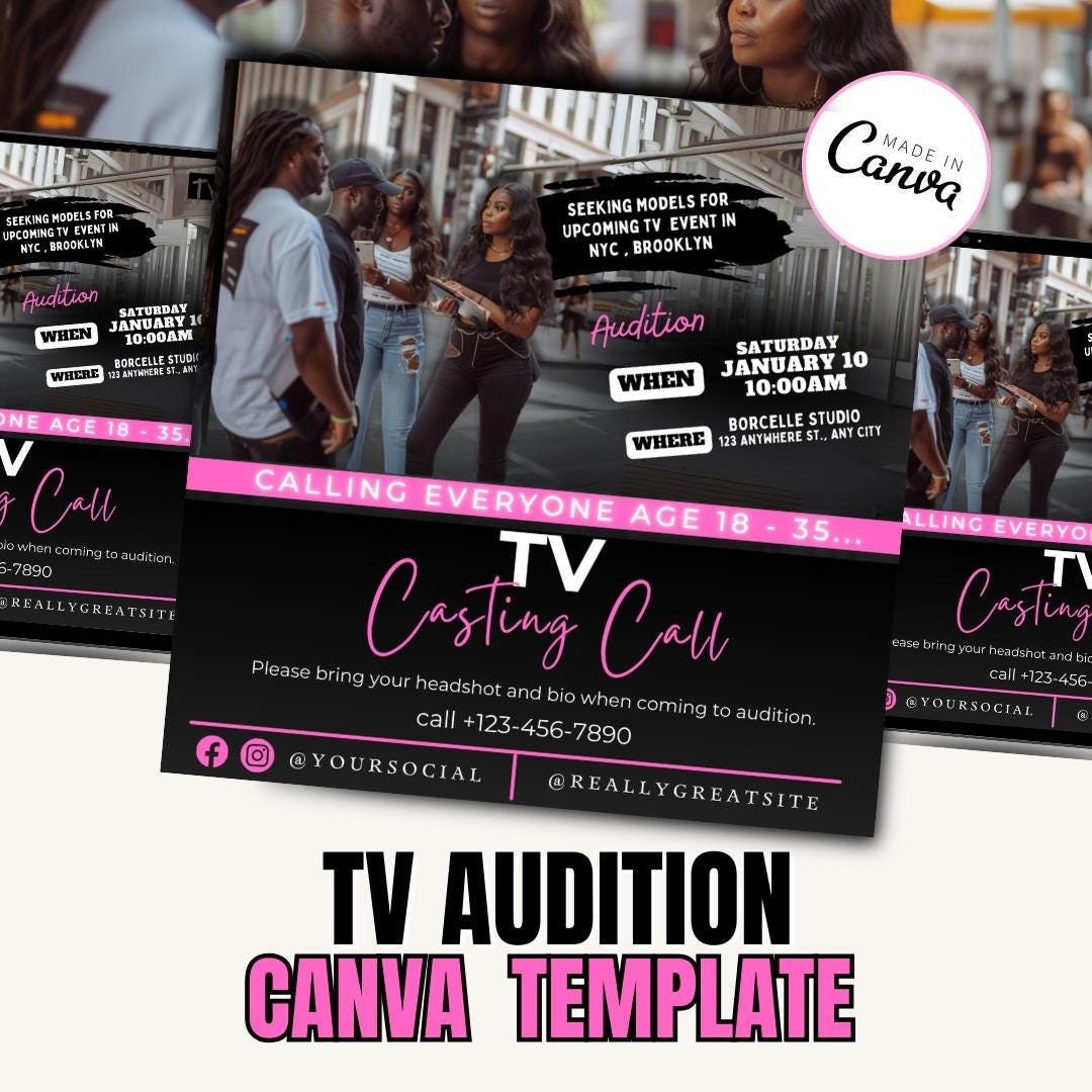 TV AUDITION Flyer Canva Template / Casting Call / Audition Director ...