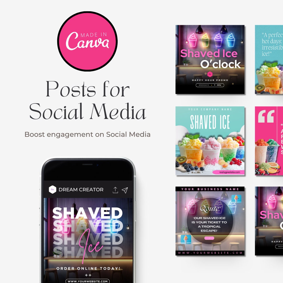 Shaved Ice Menu Template / Snow Cone Menu Template / Food Menu / Canva ...