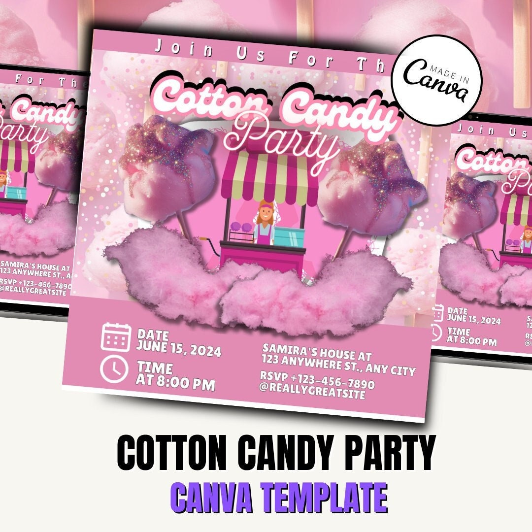 Cotton Candy Flyer Party Canva Template / Party Canva Template / Event ...