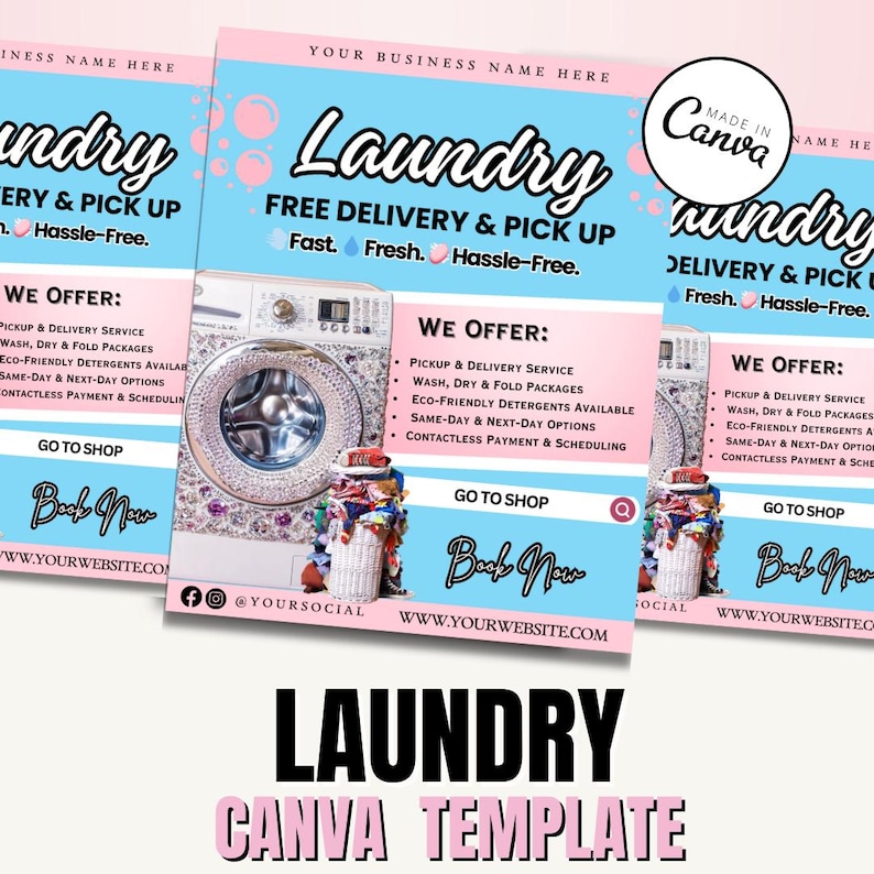 Mobile Laundry Flyer Template | Instagram Canva Flyer | Laundry Service ...