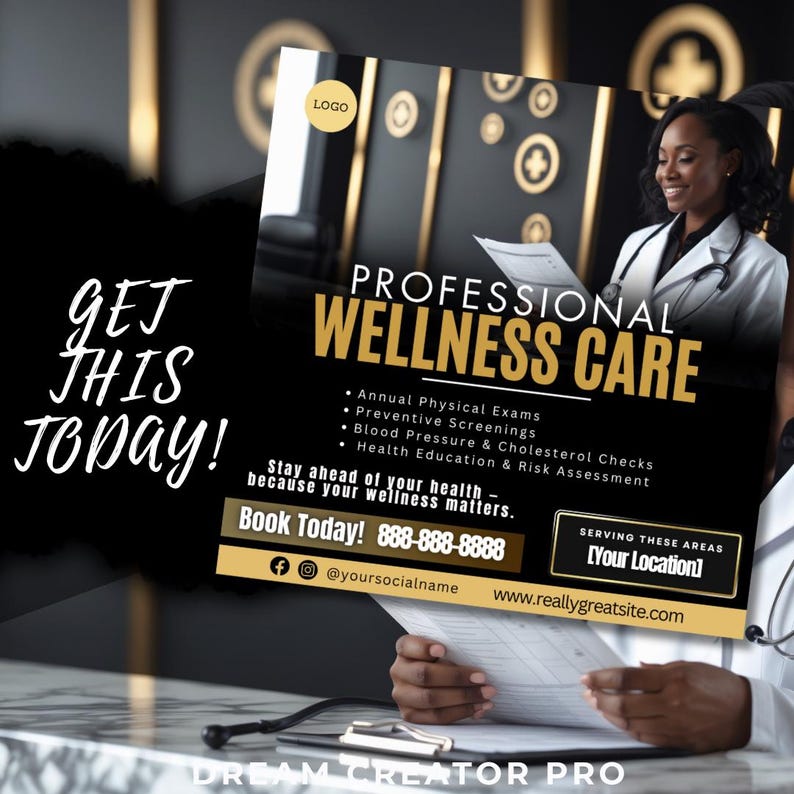 Wellness Exam Canva Flyer Bundle | Editable Health Clinic Marketing ...