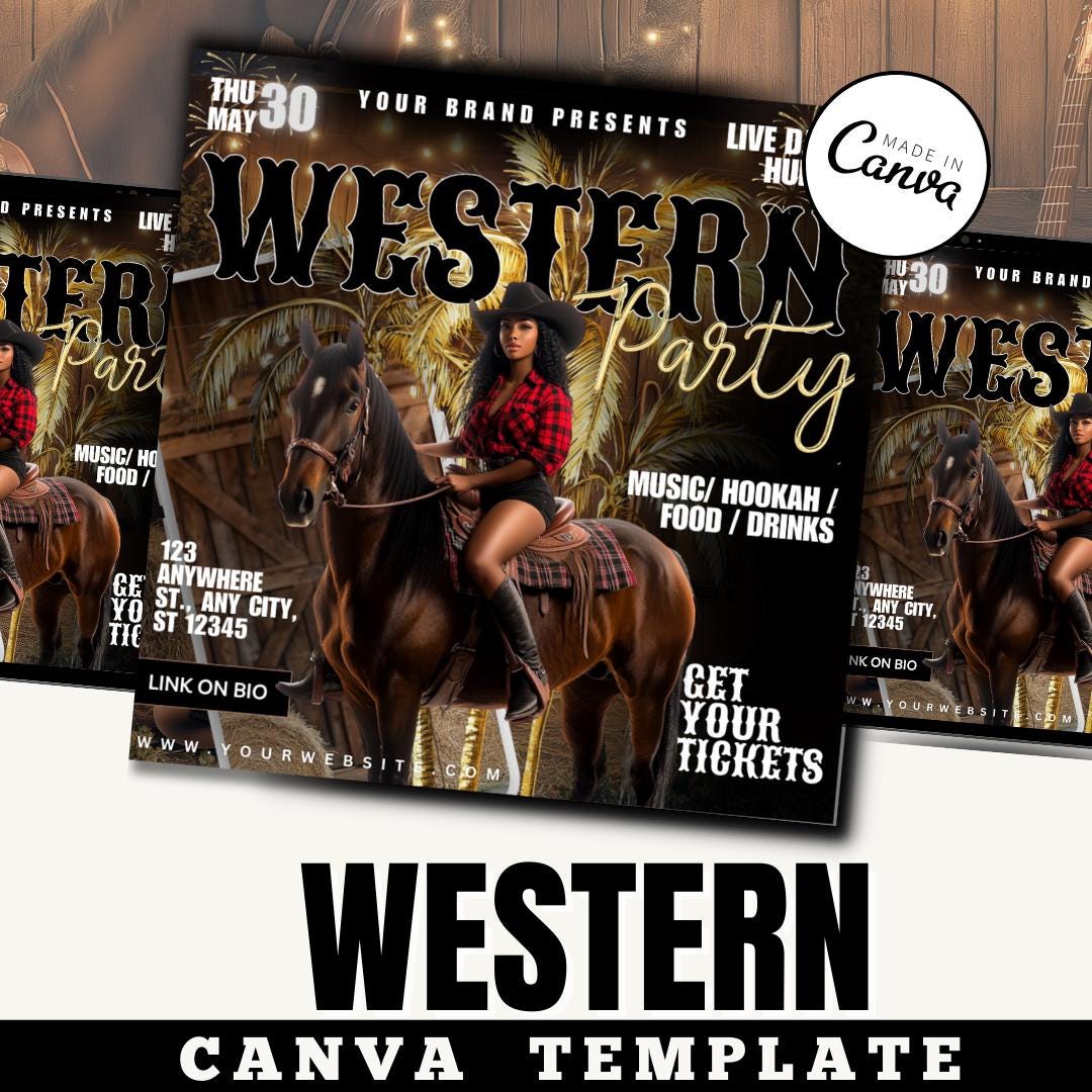 Western Night Party Flyer Template, Party Flyer, Club Flyer, Canva ...