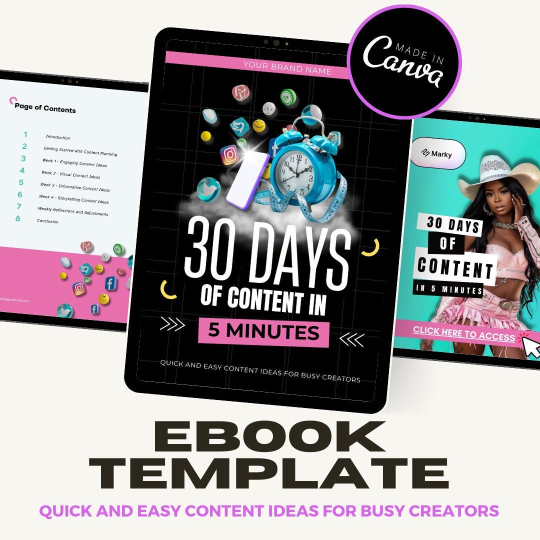 Canva Ebook Template / Content Guide / Ebook Template Canva / Canva ...