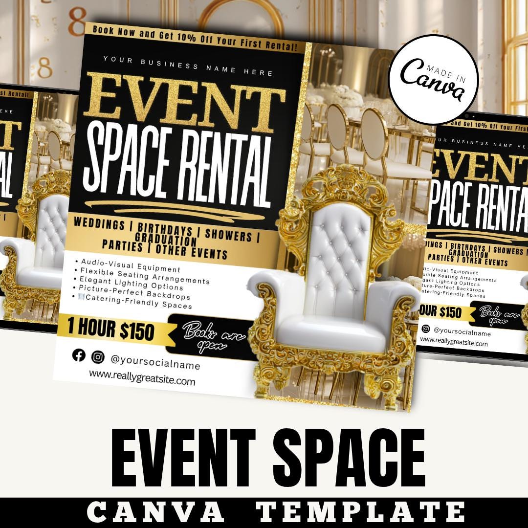 Event Space Rentals Flyer Template / Event Hosting / Digital Flyer ...