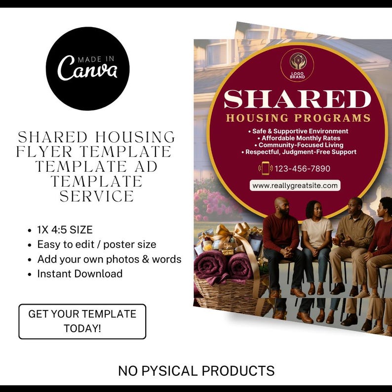 Shared Housing Flyer Template | Affordable Living Canva Flyer ...