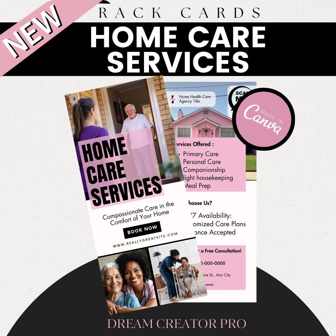 Home Care Service Rack Card / DIY Home Care Service Flyer/ Pink Home ...