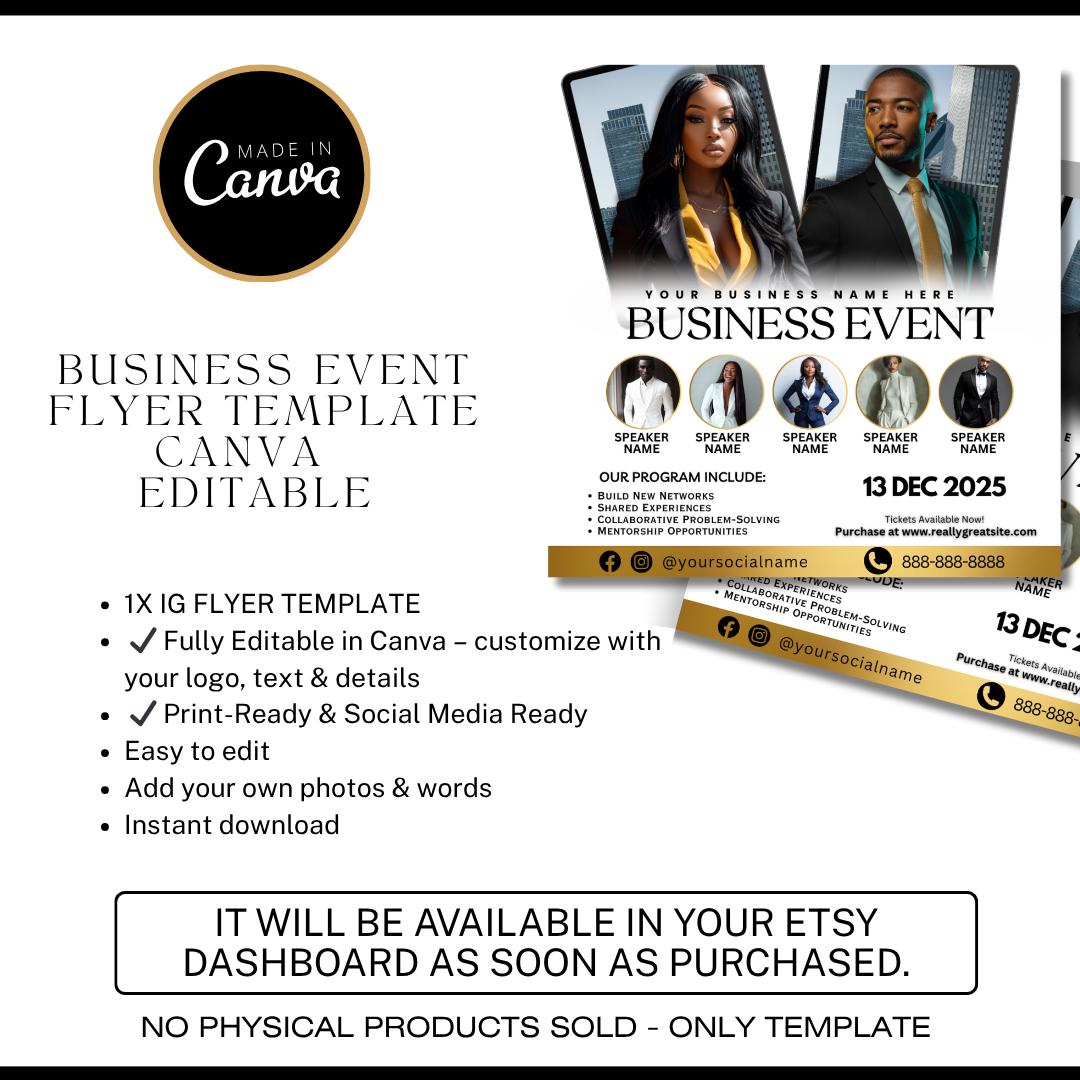 Business Event Flyer Template | Editable Canva Template | Virtual Event ...