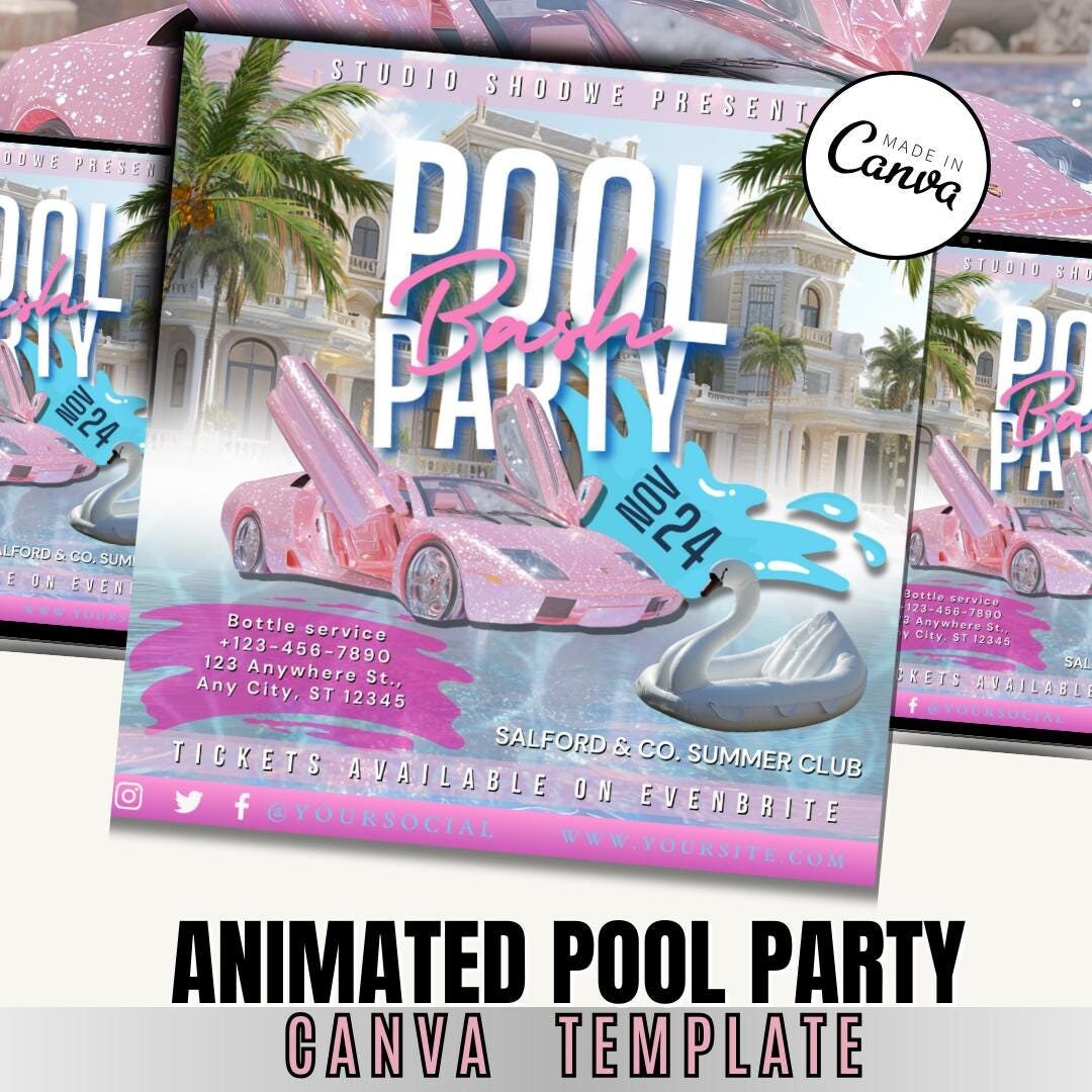 Animated Motion DIY CLUB Party Flyer, Pool Party Flyer, Party Flyer ...