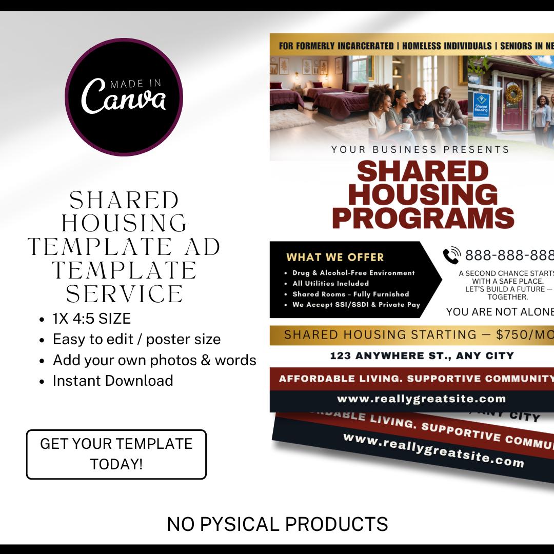 Shared Housing Flyer Template | Affordable Living Canva Flyer ...