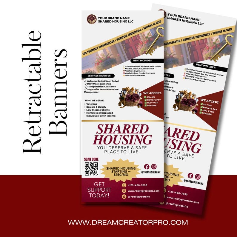 Reentry Shared Housing Retractable Banner | Transitional Living Roll up ...