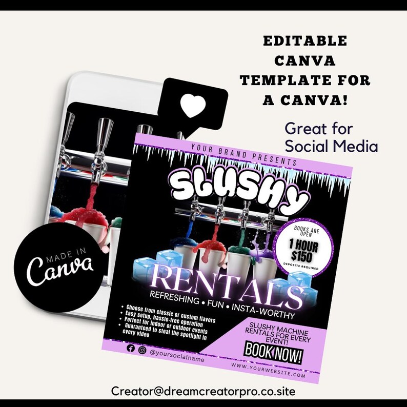 Animated Slushy Machine Flyer Template | Video Canva Template | Party ...