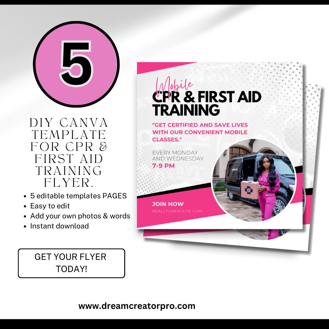 Mobile CPR Flyer TEMPLATE / DIY Medical Service Flyer/ First Aid Flyer ...