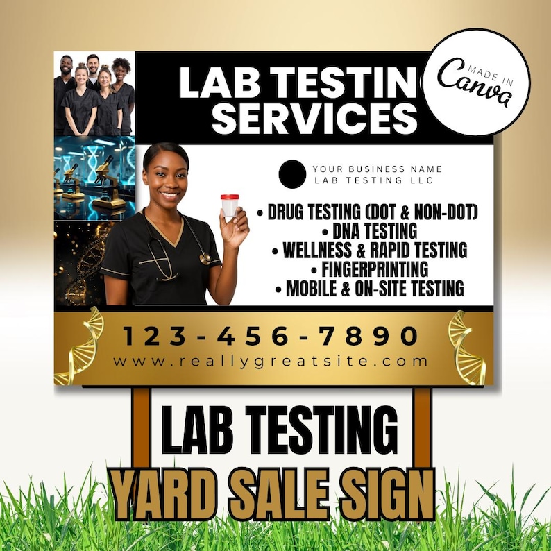 Lab Testing Yard Sign Template | Drug Testing, DNA & Wellness Services ...