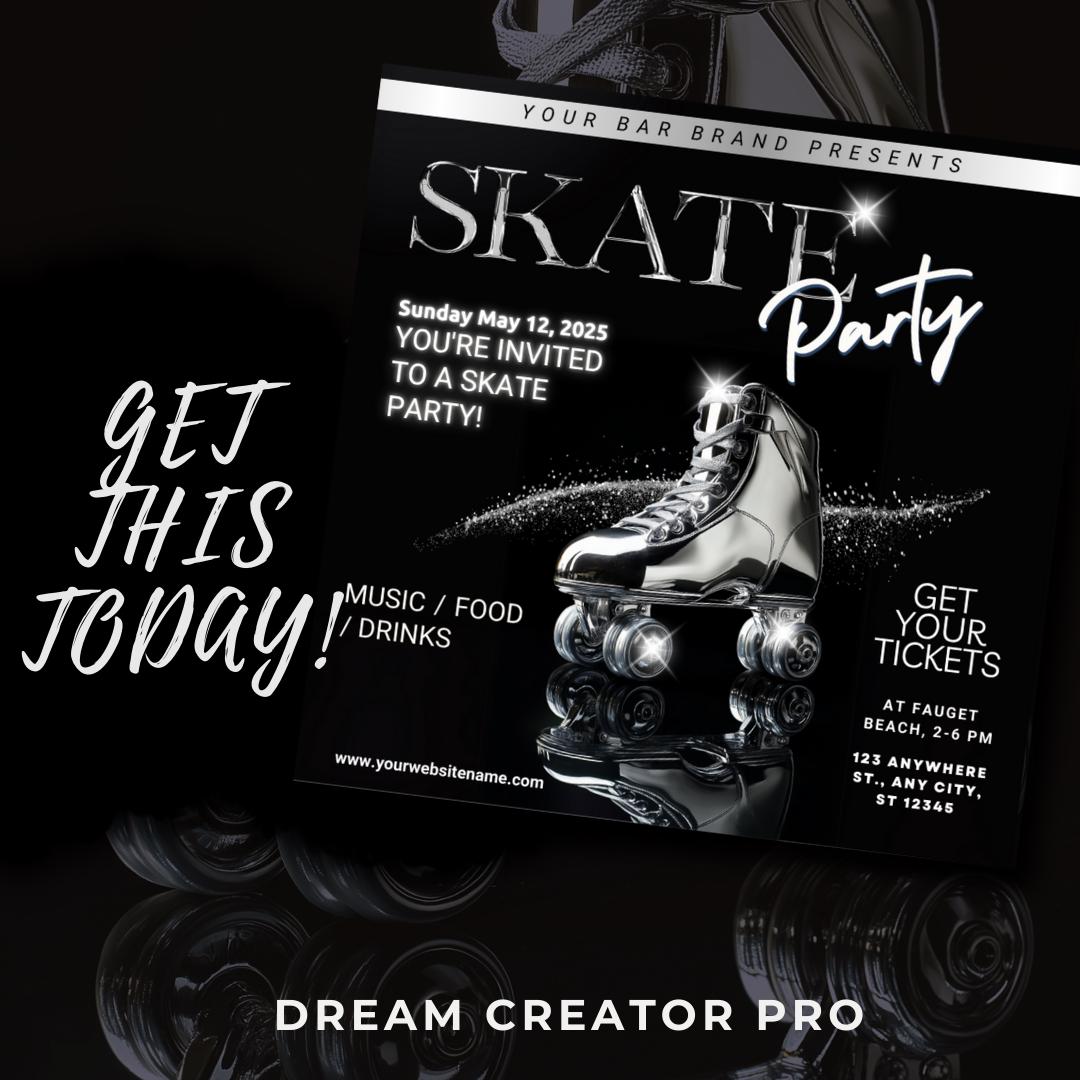 Skate Party Flyer Template / Party Flyer / Club Flyer / Canva Flyer ...