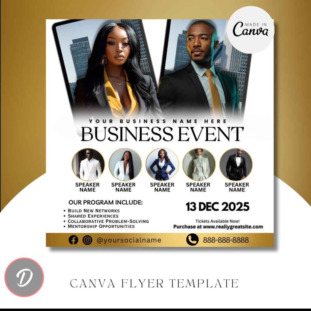 Business Event Flyer Template | Editable Canva Template | Virtual Event ...