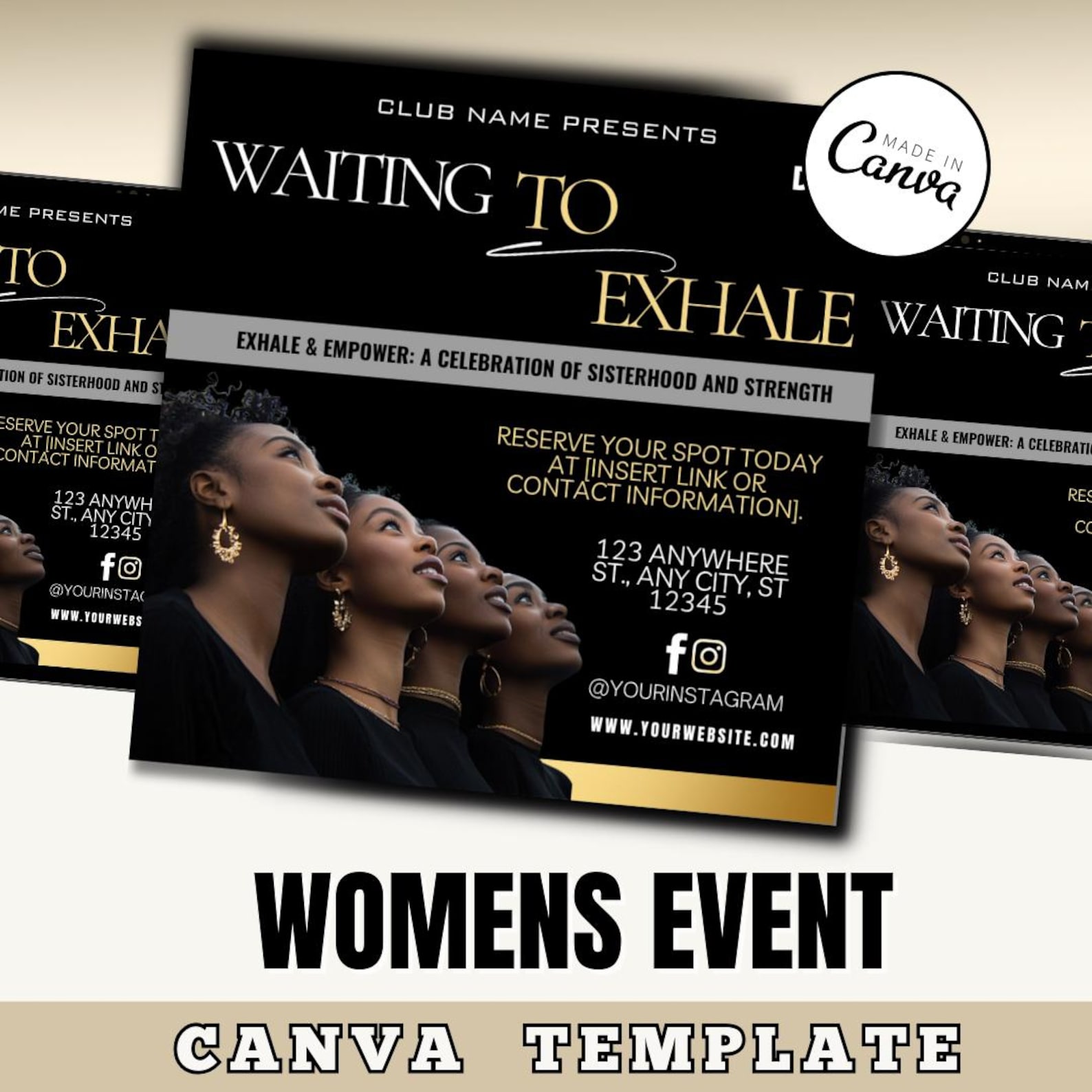 Women Network Event Flyer Template / Waiting to Exhale Party / Canva ...
