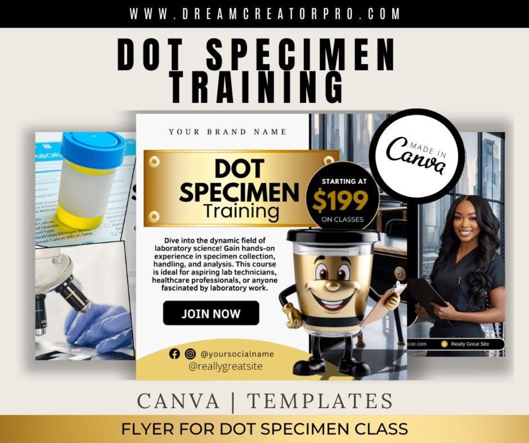 DOT Specimen Course Canva Flyer Template / DIY Medical DNA Lab Service ...