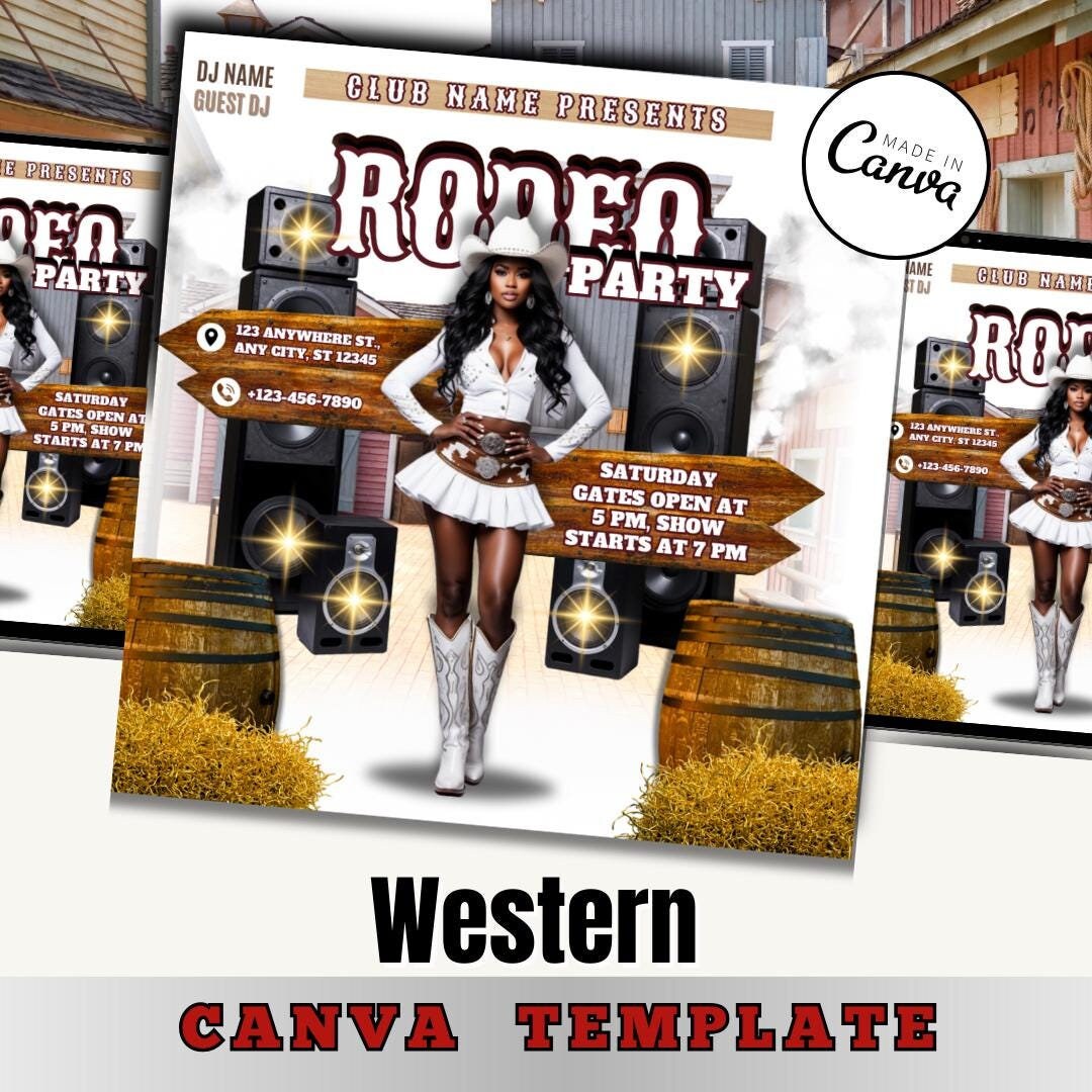Rodeo Western Night Party Flyer Template, Party Flyer, Club Flyer ...