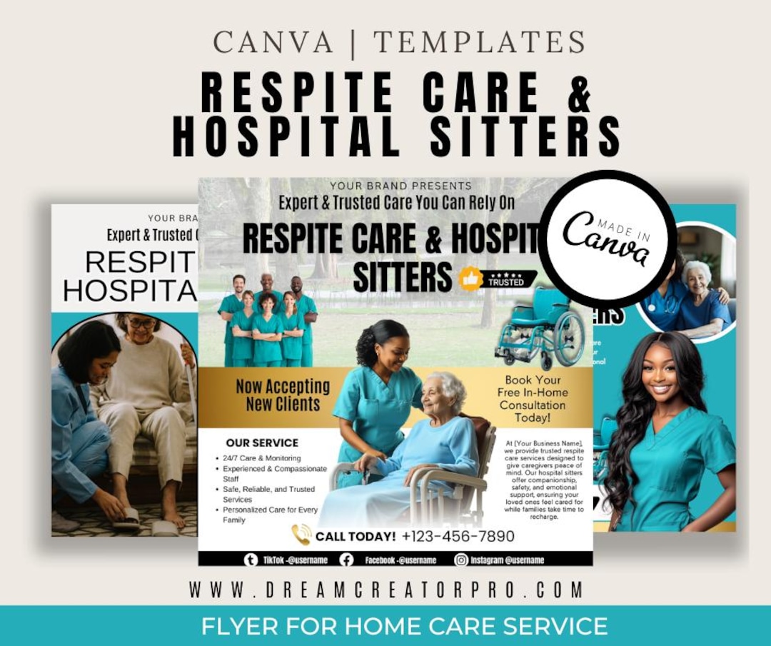 Respite Care & Hospital Sitters Flyer Template | Canva Editable Home ...