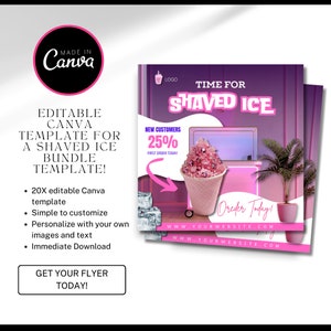 Shaved Ice Menu Template / Snow Cone Menu Template / Food Menu / Canva ...