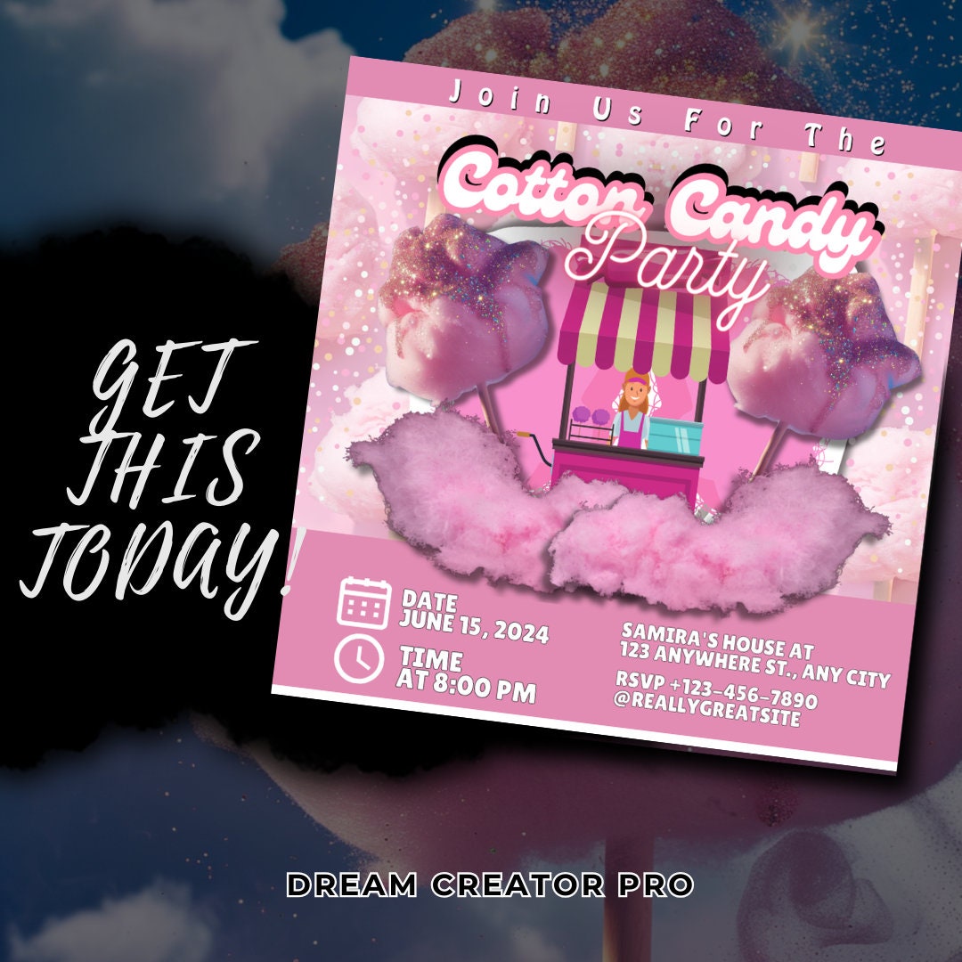 Cotton Candy Flyer Party Canva Template / Party Canva Template / Event ...