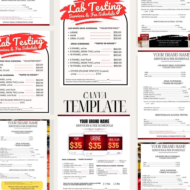 Editable Drug & Alcohol Testing Fee Schedule Flyer - Canva Template ...
