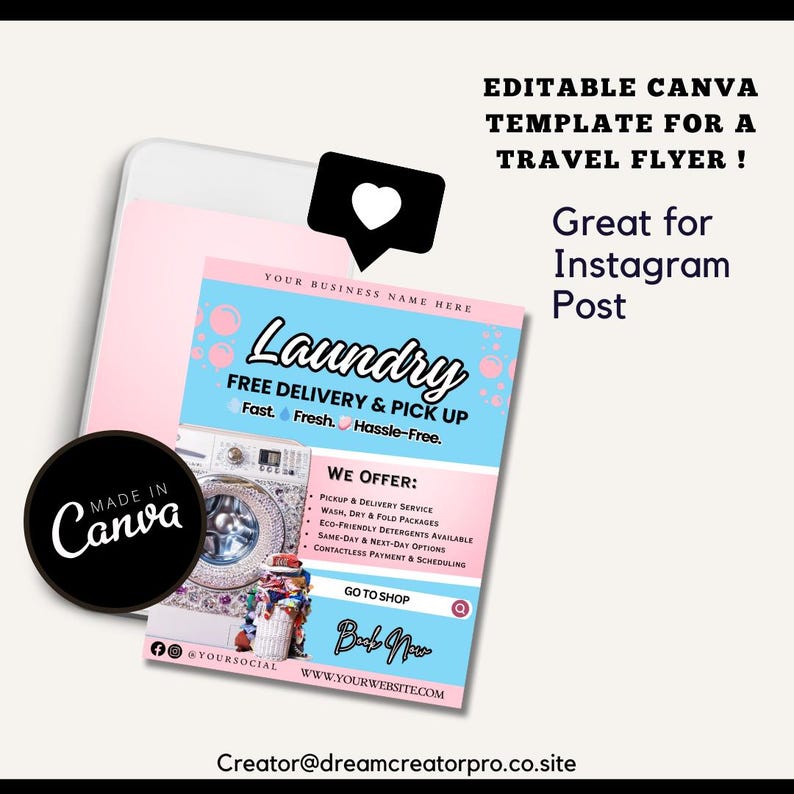 Mobile Laundry Flyer Template | Instagram Canva Flyer | Laundry Service ...