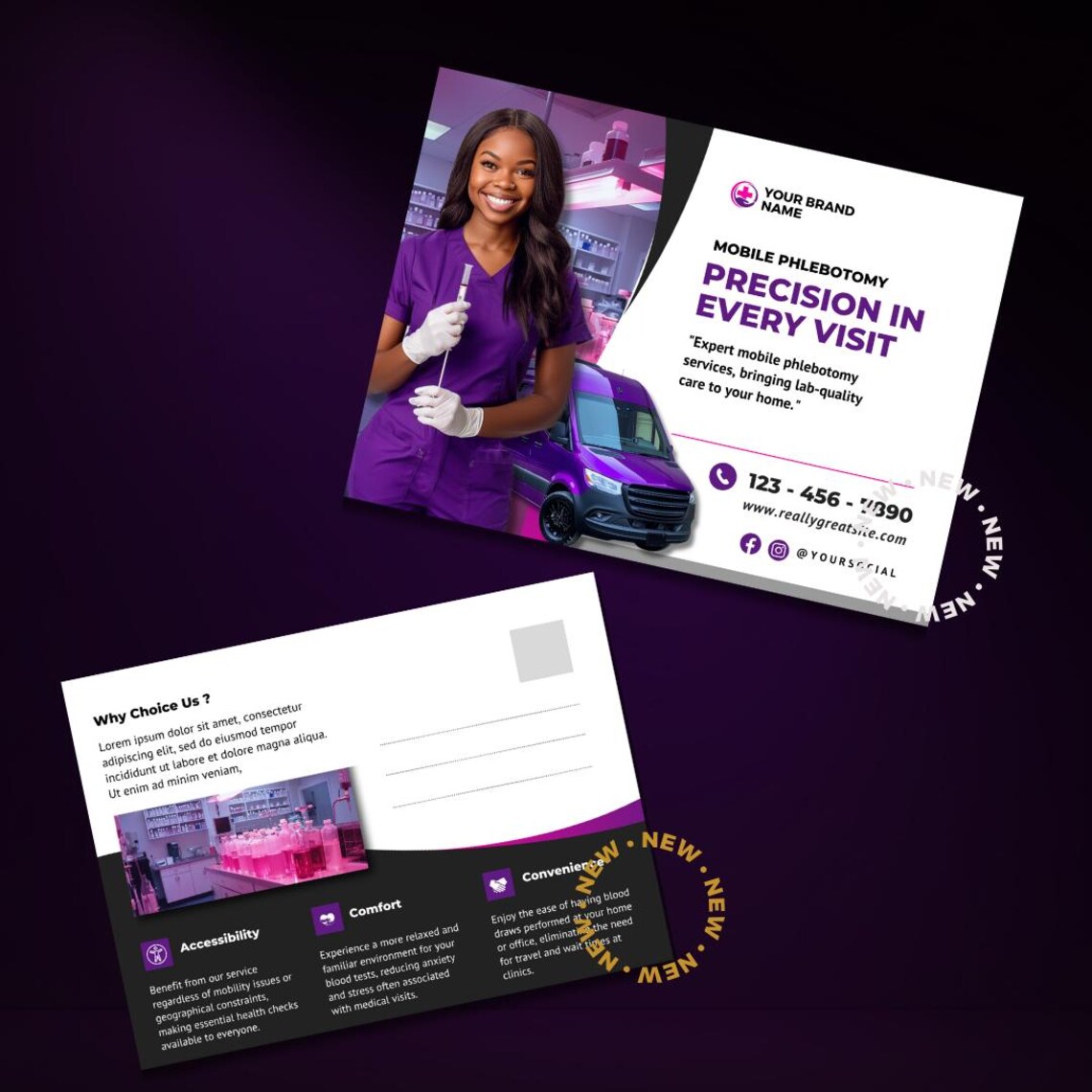 Mobile Phlebotomy Service Postcard Template / DIY Medical Service Flyer ...