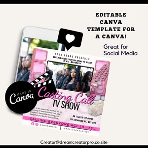 Casting Call TV AUDITION Flyer Canva Template / Casting Call / Audition ...