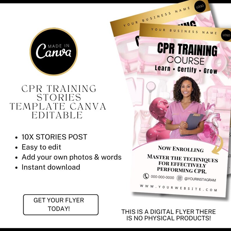 CPR Training Instagram Stories Bundle | 10 Editable Canva Templates ...