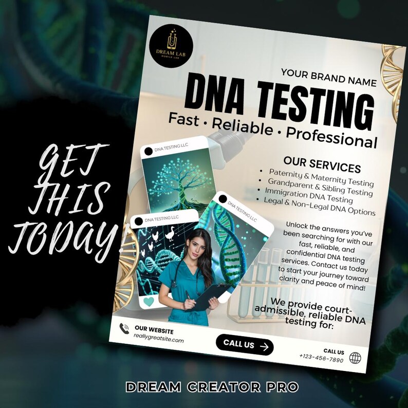 DNA Testing Instagram Post Template | Canva Editable DNA Lab Services ...