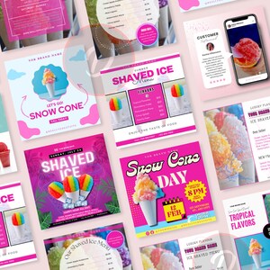 Shaved Ice Menu Template / Snow Cone Menu Template / Food Menu / Canva ...