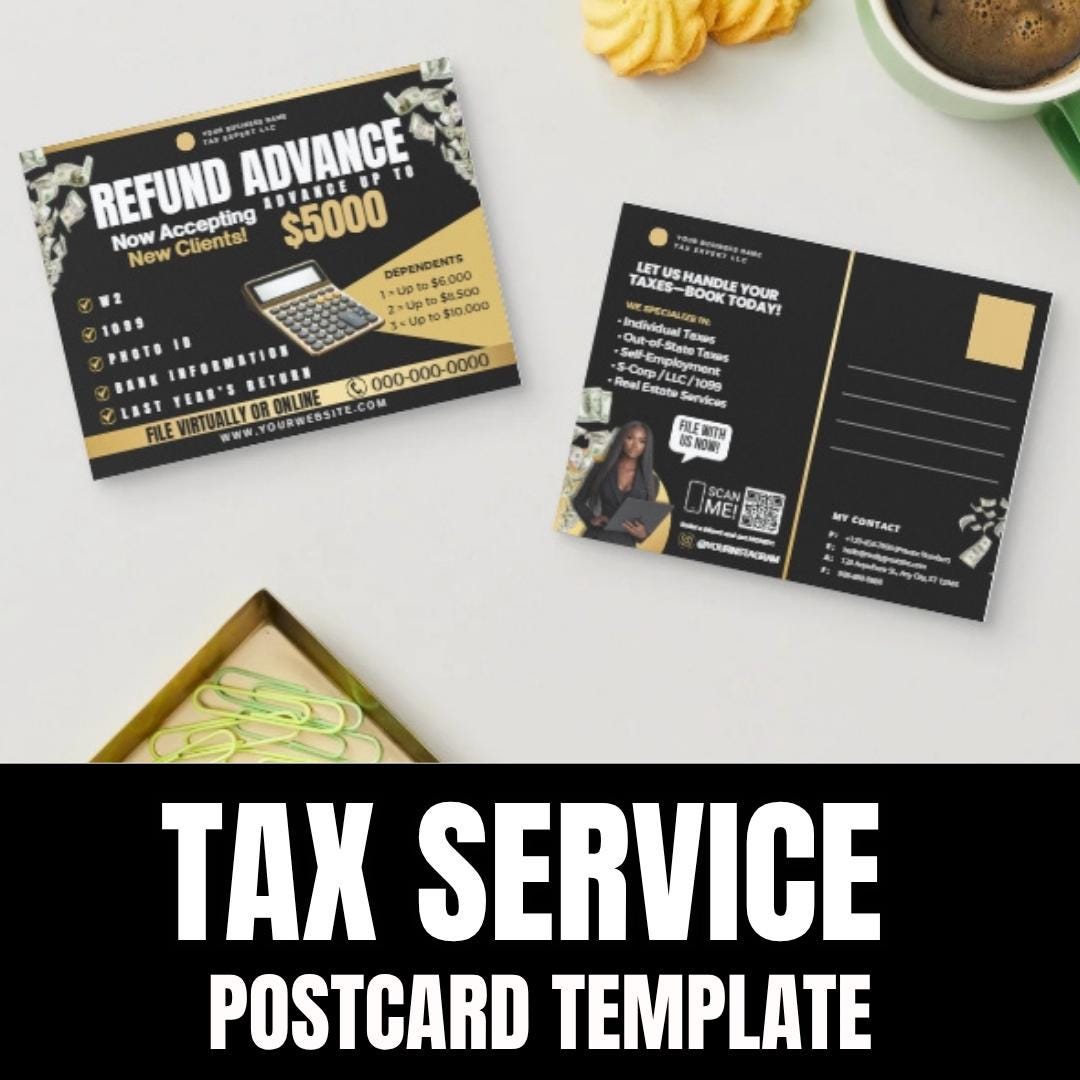Tax Postcard Bundle | 12 Canva Templates | Printable Tax Service ...