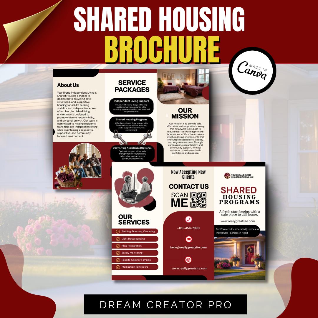 Shared Housing Service Brochure Template | Independent Living Reentry ...