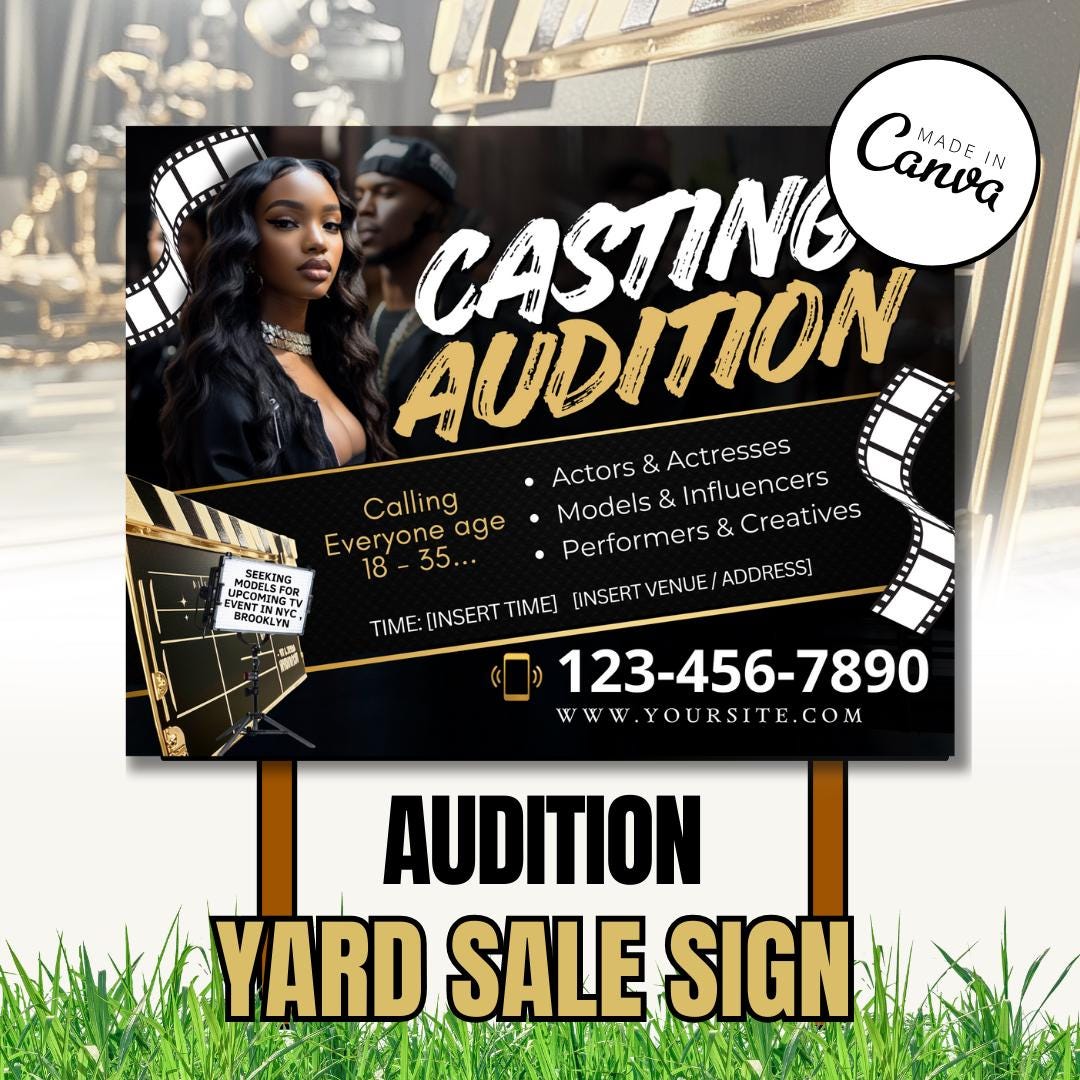 Casting Call TV AUDITION Flyer Canva Template / Yard Sign / Audition ...