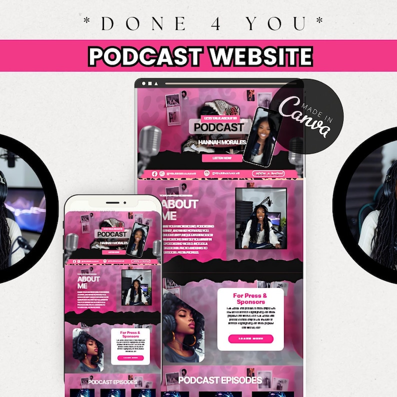 Podcast Blogger Portfolio Website Template / Podcast Canva / Podcast ...