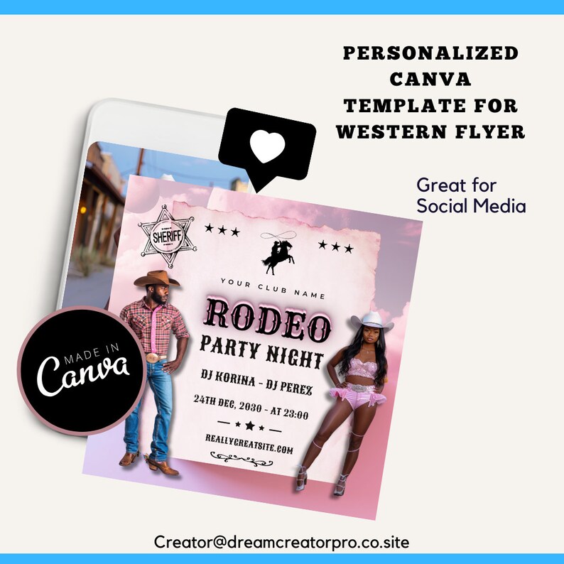 Rodeo Western Night Party Flyer Template, Party Flyer, Club Flyer ...