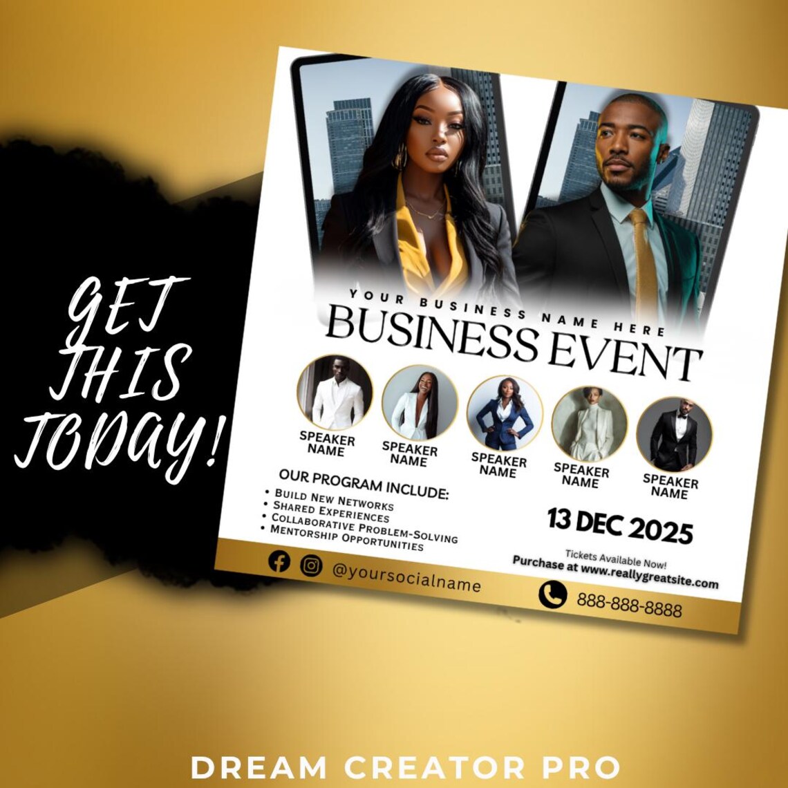 Business Event Flyer Template | Editable Canva Template | Virtual Event ...